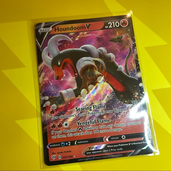 Pokemon | Toys | Houndoom V 2189 Pokmon Card Full Art Shiny Holo ...